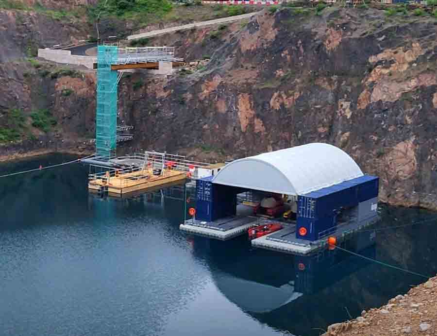 Suspended Stair Tower at DEEP underwater living facility in Wales Haki