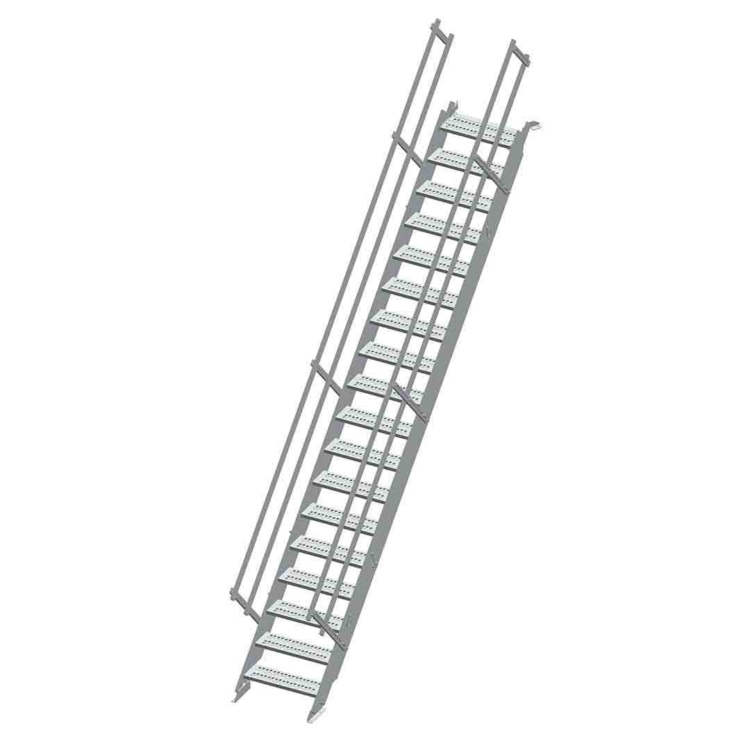 Aluminium 18 Step Stairway with Handrails Haki