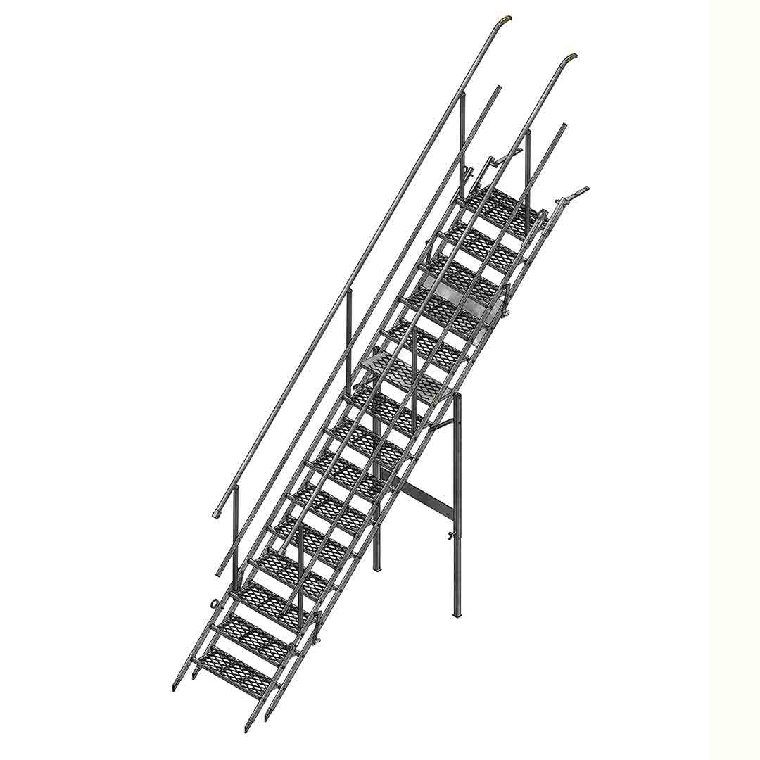 Steel Stair 15 Steps with Handrails | HAKI UK Haki