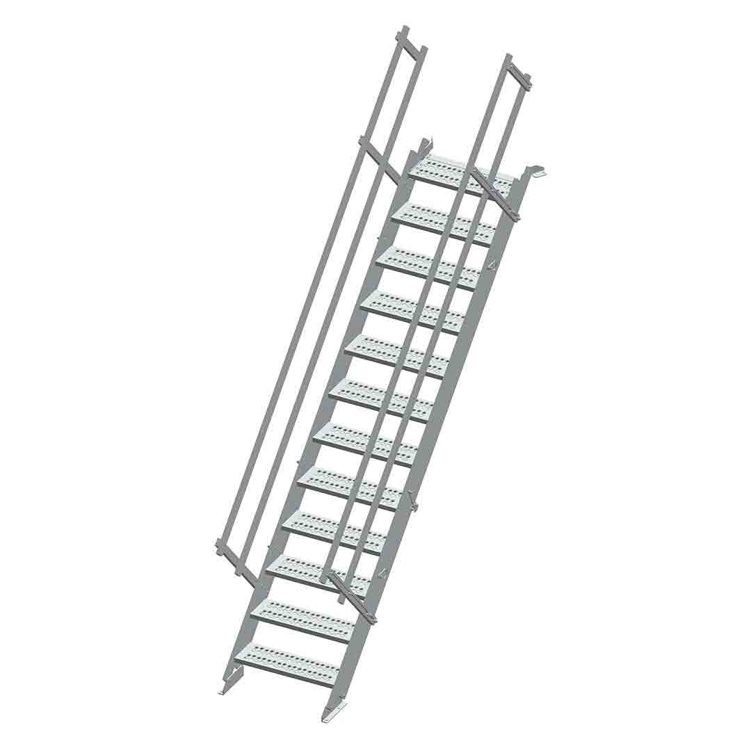 Aluminium 12 Step Stairway with Handrails Haki